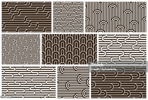 트위스트 라인 기하학적 추상 배경 세트 스트라이프 그물 광학 미로 웹 네트워크와 줄 지어 원활한 벡터 패턴 0명에 대한 스톡