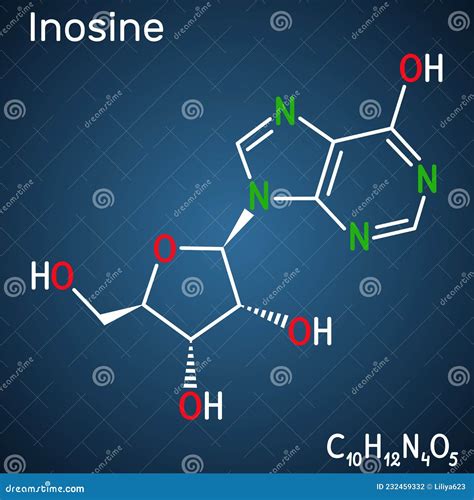 Inosine Molecule It Is Purine Nucleoside Commonly Occurs In Trna Stock Vector Illustration