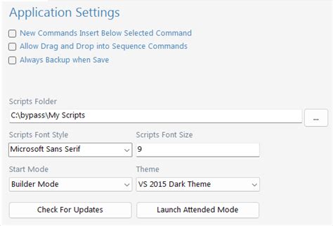 Application Settings — Bypass 1 1 Documentation