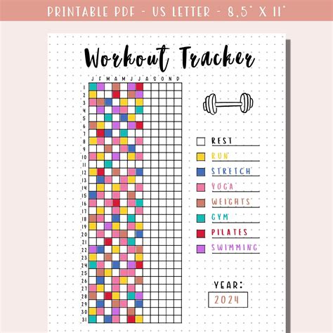 best 11 free printable workout tracker for your bullet journal in pdf png and formats