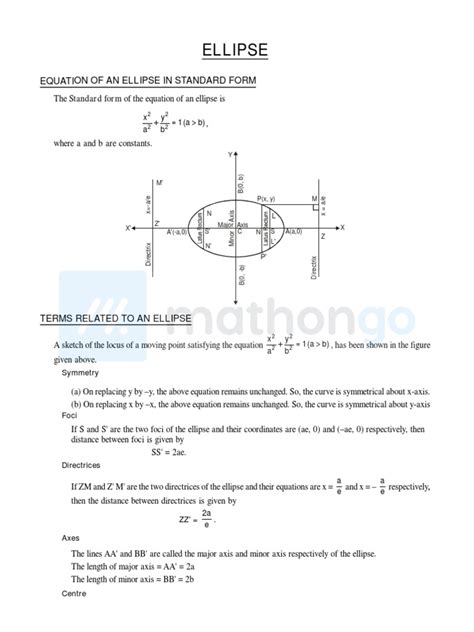 Ellipse Hyperbola Formula Sheet Mathongo Pdf Ellipse Euclidean Geometry