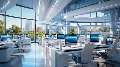 Premium Ai Image Modern And Equipped Computer Lab