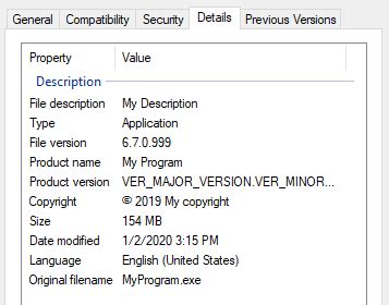 C Resource File ProductVersion Showing Variable Names Instead Of