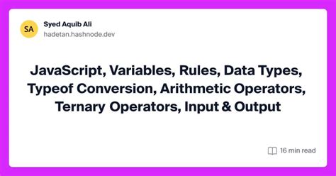 Syed Aquib Ali On Linkedin Javascript Variables Rules Data Types Typeof And Many More