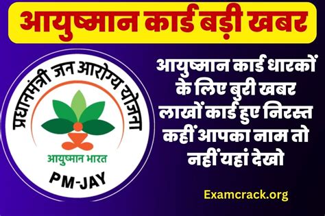 Ayushman Card Latest News आयषमन करड धरक क लए बड झटक लख आयषमन करड कए गए