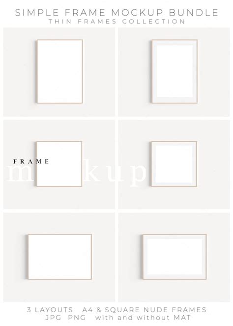 Nude Frames Mockup Bundle Set Of Modern Thin Digital Etsy