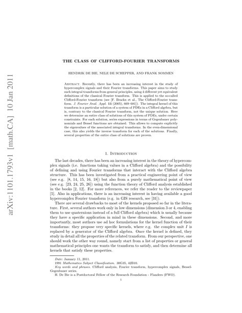 Pdf The Class Of Clifford Fourier Transforms