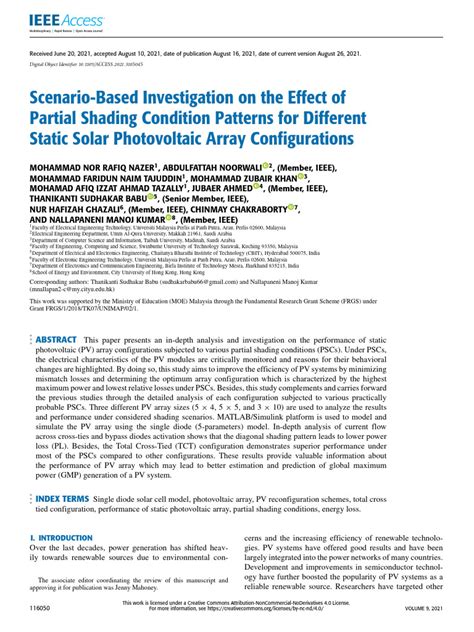 Scenario Based Investigation On The Effect Of Partial Shading Condition