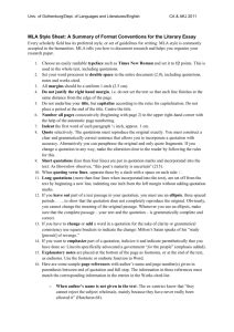 MLA Modern Language Association Style