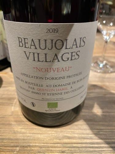 Domaine De Buis Rond Quentin Harel Beaujolais Villages Nouveau