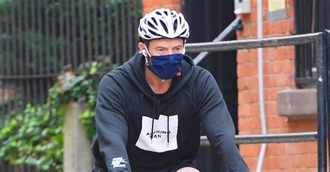 Hugh Jackman Stays Safe In Face Mask While Out On Bike Ride Hugh