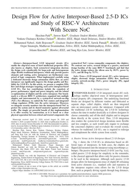 Design Flow For Active Interposer Based Pdf Integrated Circuit Spice