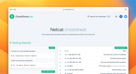 Netcat Command Cheat Sheet And Quick Reference
