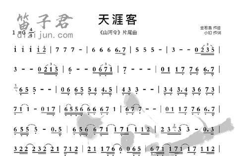 天涯客笛子简谱 暂无曲 笛子君曲谱网