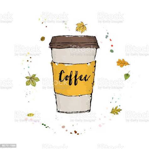 향기로운 아침 큰 종이 잔에 커피 가 배경에 라 떼 고 수채화의 상품 손에 흰색 바탕에 그려진된 벡터 일러스트 레이 션 라떼에 대한 스톡 벡터 아트 및 기타 이미지 Istock