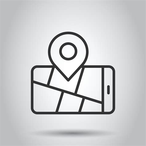 Smartphone Map Icon In Flat Style Mobile Phone Gps Navigation Vector