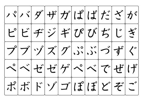 Hiragana And Katakana Dakuten Character Table Illustration Material Lots Of Free