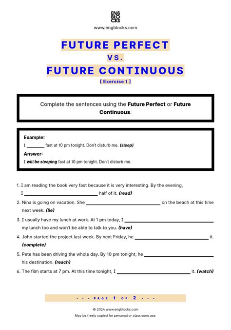 Future Perfect Vs Future Continuous Esl Worksheets
