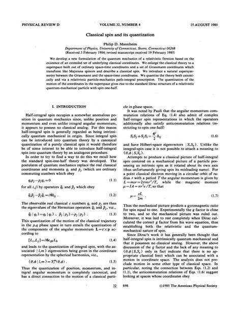 Pdf Classical Spin And Its Quantization Dokumen Tips