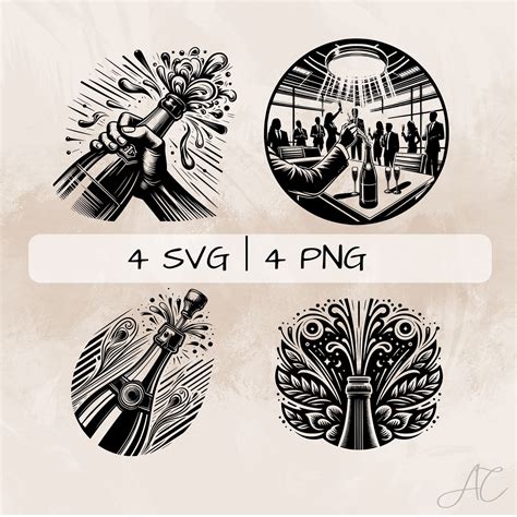 Champagne SVG Bundle Champagne Popping PNG Office Champagne Clipart Hand Drawn Champagne
