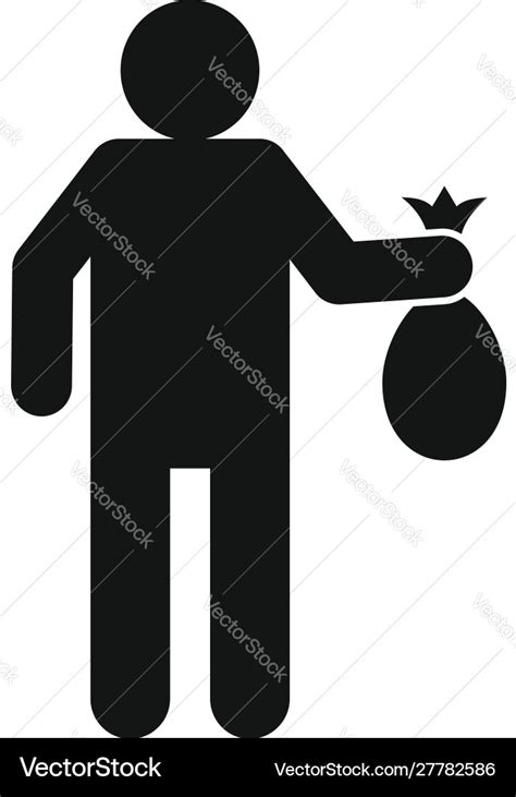 Man Take Garbage Bag Icon Simple Style Royalty Free Vector