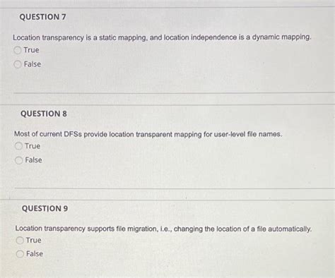 solved question 7 location transparency is a static mapping