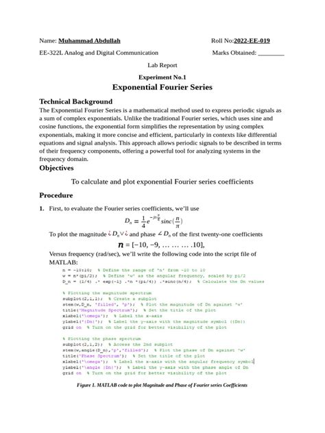 Adc Lab 1 Pdf Fourier Series Fourier Transform