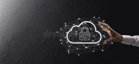 Business Man Holdholding Cloud Computing Data And Security On Global Networkingpadlock And
