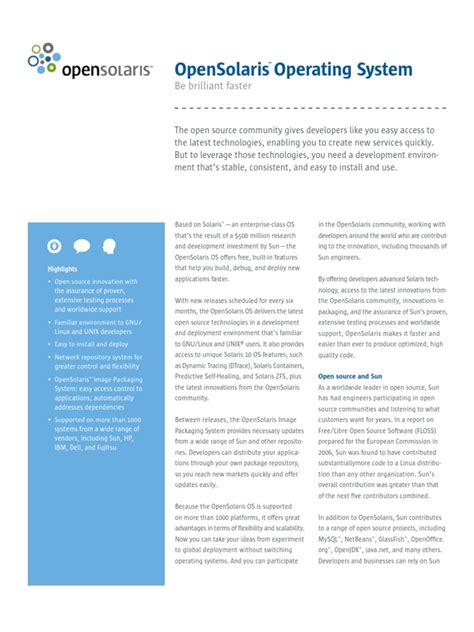 Opensolaris Datasheet Pdf Operating System Free Content