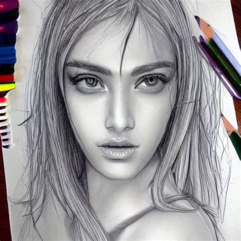 Sexy Girls Realistic Pencil Sketch Trippy Arthub Ai