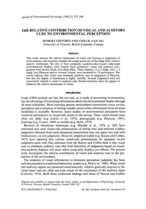 Pdf The Relative Contribution Of Visual And Auditory Cues To