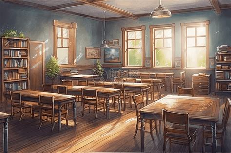 水彩插画教室插画图片下载 正版图片600013957 摄图网