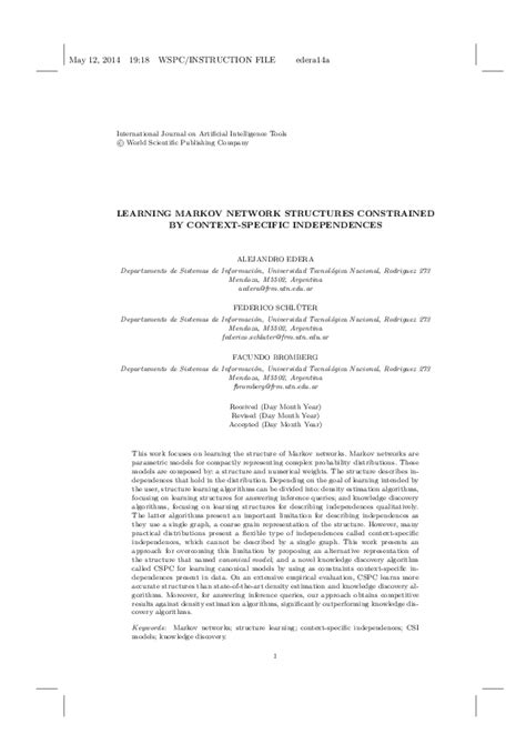 Pdf Learning Markov Networks Structures Constrained By Context