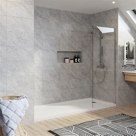 Rinse 760mm Walkin Shower Enclosure 8mm Easy Clean Glass Shower Screen Panel Reversible Polished