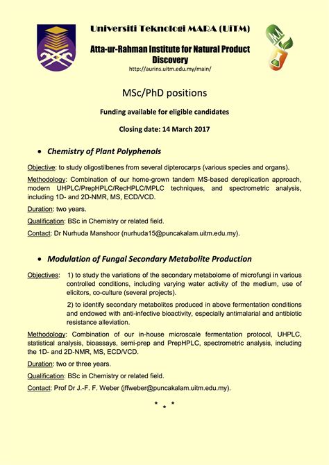 Mscphd Positions