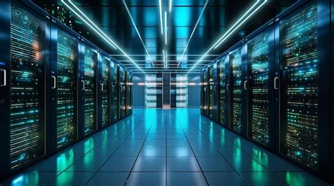 Premium Ai Image A Hightech Server Data Center Room Generative Ai