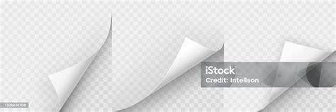 현실적인 말린 종이 모서리 세트 모형 페이지 가장자리 컬과 구부러진 종이 컬리 페이지 코너 A4 그림자와 3d 페이지 컬 주식 벡터 돌기에 대한 스톡 벡터 아트 및 기타