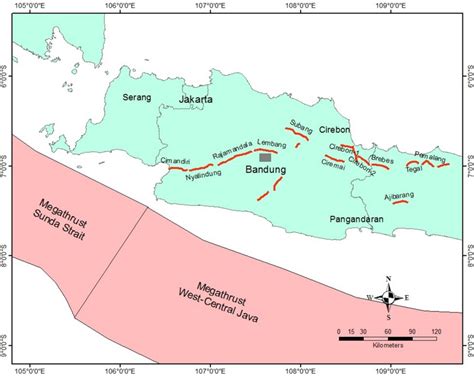seismic sources in west java consist of shallow crustal faults red