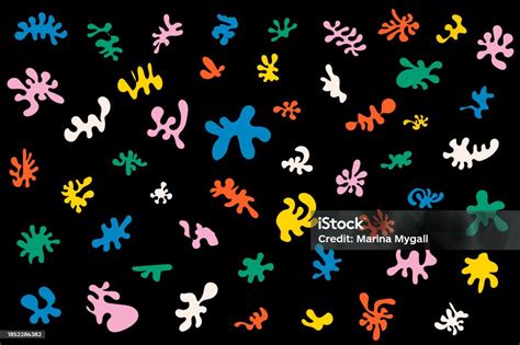 유기 액체 모양의 간단한 세트입니다 검은색 배경에 고립된 다양한 톤의 아메바 방울 소셜 미디어 게시물 브랜딩 배너를 위한 예술 형식 벡터 일러스트 레이 션입니다 기포에 대한