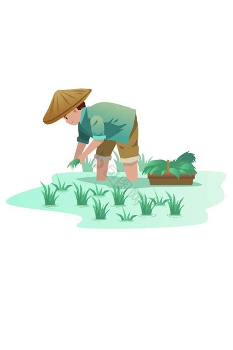 谷雨插秧劳作png下载 包图网