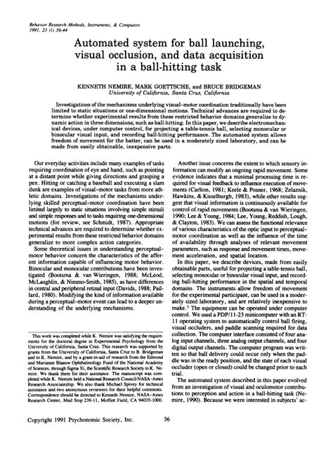 Pdf Automated System For Ball Launching Visual Occlusion And Data Acquisition In A Ball