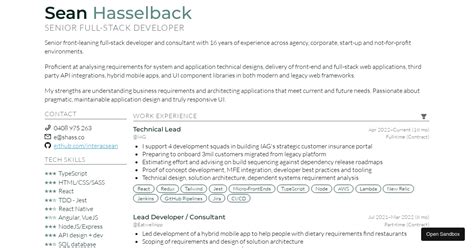 Resume Codesandbox