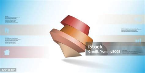 3d 그림 Infographic 템플릿입니다 라운드 국방부는 4 개의 주황색 부분에 분할 된다 개체는 비스듬히 파란색 흰색 바탕에 배열 간단한 표지판 색상 막대는 측면에