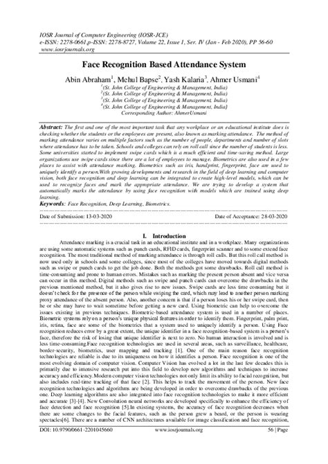 pdf face recognition based attendance system
