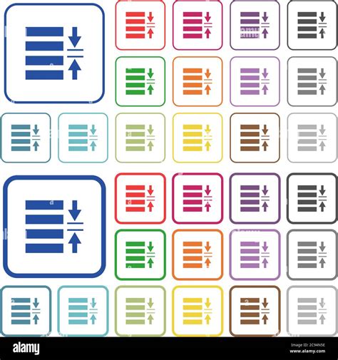 Adjust Line Spacing Color Flat Icons In Rounded Square Frames Thin And