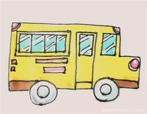 校车简单画法 校车简笔画步骤图解教程 歪歪树