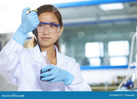 Asian Laboratory Scientist Working At Lab With Test Tubes Stock Photo Image Of Indoor