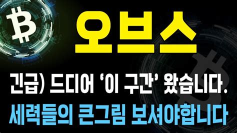 오브스 코인 긴급 드디어 ‘이 구간 왔습니다 세력들의 큰그림 보셔야합니다 Youtube