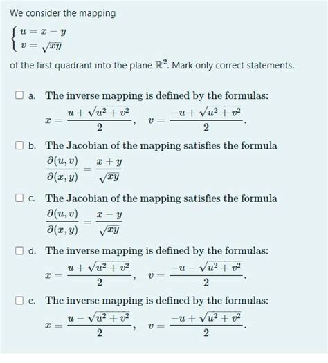 Solved We Consider The Mapping U X