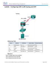 LAB A And Configuring CDP LLDP Syslog And NTP Docx Lab A